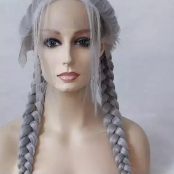 Accessories | Grey 24 Braided 2 Braid Lace Front Wig Nwt | Poshmark